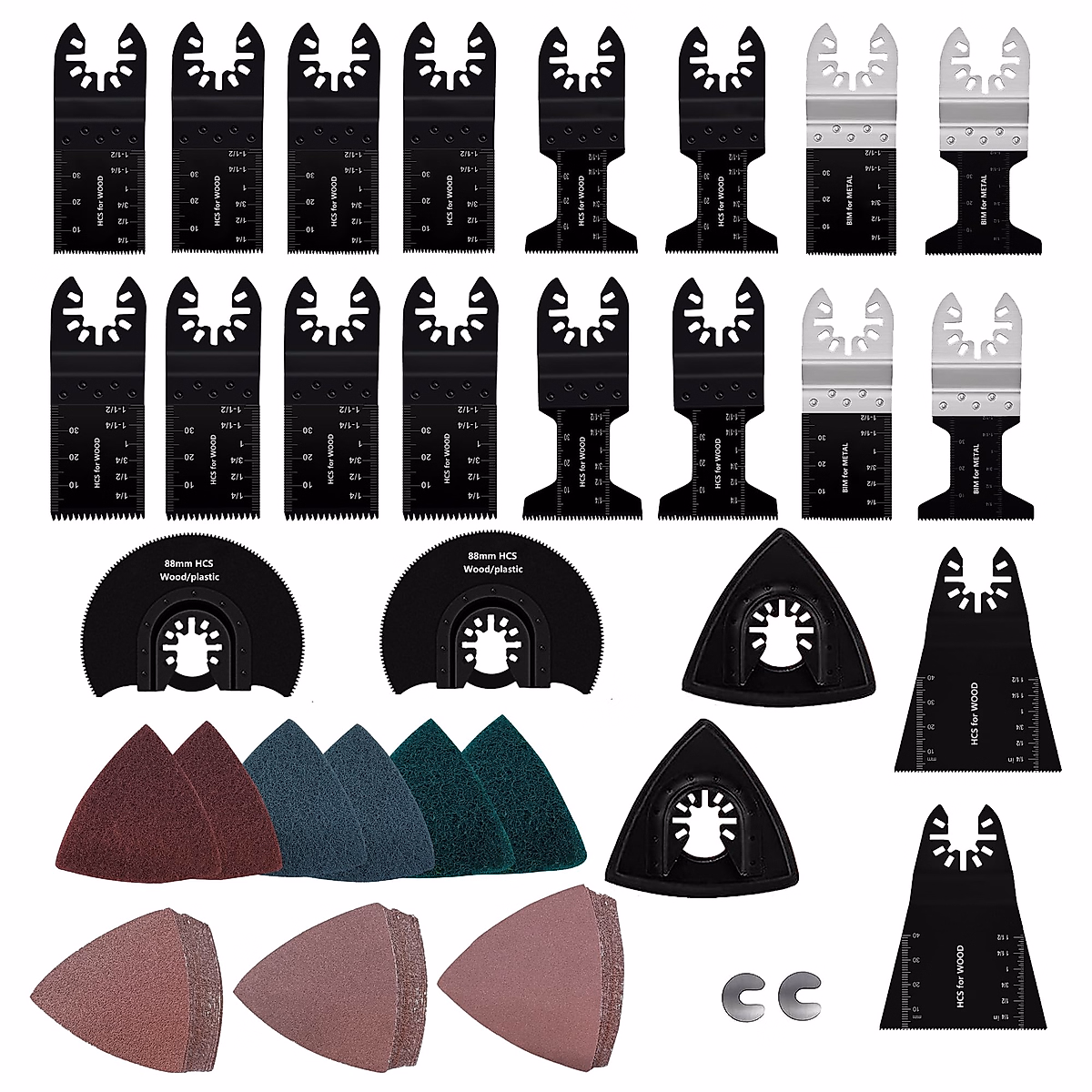 105 Pack Oscillating Saw Blades,VRKET Quick Release Multitool Blades Kit,Oscillating Tool Sanding Pads Kit,Universal Oscillating Tool Blade for Dewalt,Milwaukee,Makita,Bosch,Ryobi,Rockwell