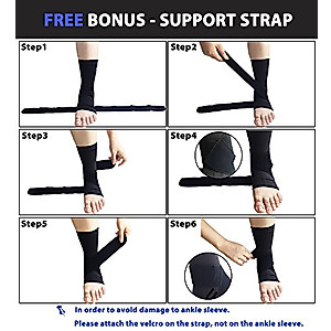 gonicc Professional Foot Sleeve Pair(2 Pcs) with Compression Wrap Support(Middle, Black), Breathable, Stabiling Ligaments, Prevent Re-injury, Ankle Brace, Volleyball Protective Gear Ankle Guards