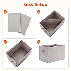 Lifewit 20L Foldable Clothes Storage Bins for Closet Collapsible Sturdy Fabric Storage Basket Cube with 2 Reinforced Dual Handles Fabric Closet Organizers, 3 Packs, Large, Light Grey