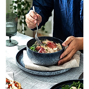 S&Q'S CERAMICS Cereal Bowls - 36 Ounce Ceramic Bowls, Japanese Noodle Bowl Set, Ceramic Bowls for Kitchen, Breakfast, Oatmeal, Microwave and Dishwasher Safe, [Set of 4], Dark Blue