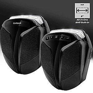 GoHawk ATN4 All-in-One Built-in Amplifier Waterproof 5" Full Range Bluetooth ATV RZR UTV Stereo Speakers Audio Amp System,1.5 to 2" Rollcage Bar Mount Polaris 4 Wheeler Can-Am FM Radio USB