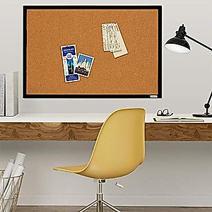 Quartet Cork Board Bulletin Board, 2' x 3' Framed Corkboard, Black Frame, Decorative Hanging Pin Board, Perfect for Home Office Decor, Home School Message Board or Vision Board (MWDB2436-BK)