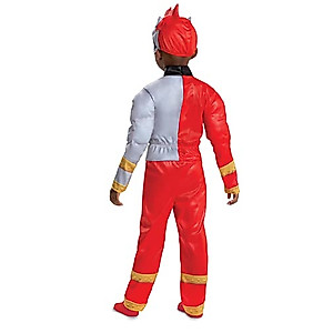 Red Ranger Toddler Size Muscle Costume, Official Power Rangers Dino Fury Outfit with Mask, Toddler Size Medium (3T-4T)