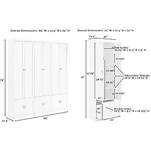 Crosley Furniture Harper 3-Piece Entryway Set with 3 Pantry Closets, White