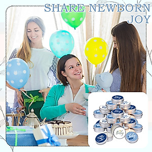 Landhoow 24 Pcs Baby Shower Candles Favors Lavender Scented Gender Reveal Candles Gifts Rustic Tea Light Candle Aromatherapy Candle for Home (Blue Style)