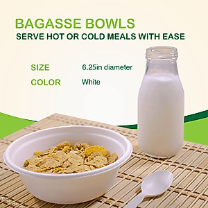 EcoFairy - 100-piece Compostable Bowls 16 oz - Disposable Bowls for Hot Soup - Biodegradable Bowls for Ice Cream, Salad, Cereals, Desserts & Snacks - Sugarcane Bagasse Microwave-safe Paper Bowls