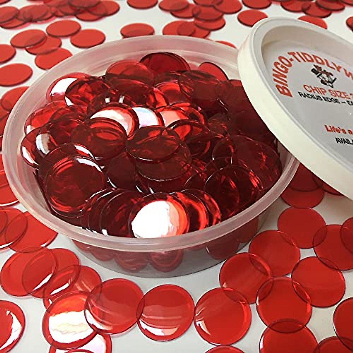 MR CHIPS Plastic Bingo Chips for Games 250 Count Tub - Solid and Transparent Colors Counting Yellow 7/8 Inch