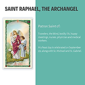 Prayer to St. Raphael the Archangel Holy Card (HC9-182E) - Laminated by San Francis Imports