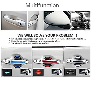 8 PCS Car Door Handle Scratch Protectors, Carbon Fiber Car Door Handle Cover Anti Scratch Car Stickers, Door Handle Cups Protective Film Door Bowl Sticker (White)