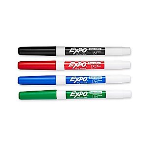 EXPO 86074 Low-Odor Dry Erase Markers, Fine Point, Assorted Colors, 4-Count