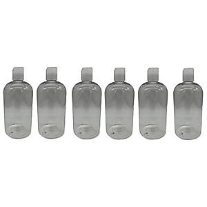 Natural Farms 8 oz Clear Boston BPA FREE Bottles - 6 Pack Empty Refillable Containers - Essential Oils - Hair - Aromatherapy | Natural Disc cap - Made in the USA