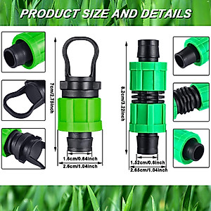 12 Pieces Drip Irrigation Coupling and Drip Irrigation Tubing End Cap Plug 1/2 Inch Universal Drip Irrigation Fitting Compatible with Most 16-17 mm Drip Tape AG Tubing Drip or Sprinkler Systems