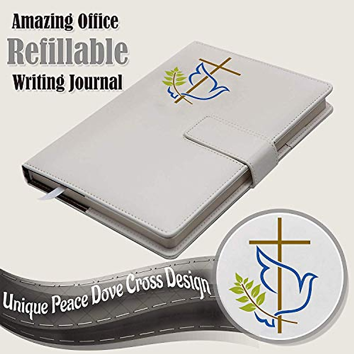 The Peace Dove Journal | 5x8 Inches, 200 Lined Pages, Magnetic Clasp, Refillable | Diary, Cute Notebook Journal, Personal Journal for Women or Men