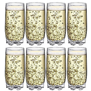 Home Essentials & Beyond Drinking Glasses set of 8 Highball Glass cups Premium Cooler 13.25 Oz. Glassware – Ideal for Water, Juice, Cocktails, Iced Coffee, Iced Tea.