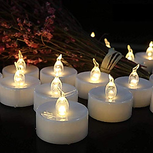 MINXIN Battery Operated Tea Lights Candles: 24 Pack Realistic and Bright Flickering Holiday Gift Flameless Candles LED Electric Tea Candles for Seasonal & Festival Party Home Decoration (Warm White)