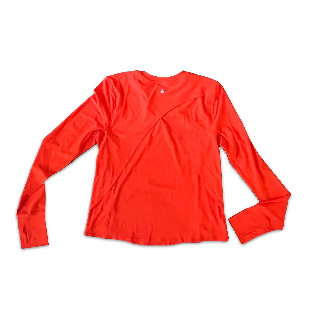 lululemon Womens UV Protection Folds Over Running Long Sleeve Shirt Slim Fit Size 8 Top Orange SLRO
