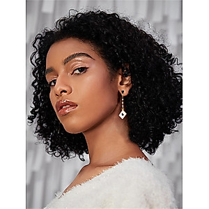 MALOYANVE Asymmetric Clock Poker Dangle Earrings Creative Playing Cards Red Hearts A Long Pentagram Alarm Clock Drop Earrings for Women Birthday Gambling Casino Jewelry Gifts (Black)