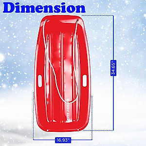 Slippery Racer Downhill Sprinter Flexible Kids Toddler Plastic Toboggan Snow Sled with Pull Rope for 1 Adult or Kid Rider, Red and Blue (2 Pack)