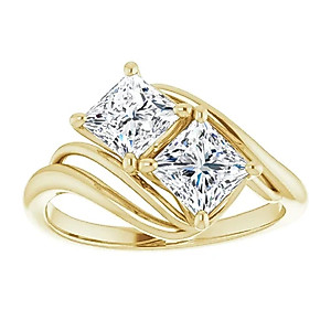 10K Solid Yellow Gold Handmade Engagement Ring 4 CT Princess Cut Moissanite Diamond Solitaire Wedding/Bridal Ring Set for Women/Her Propose Ring (7)