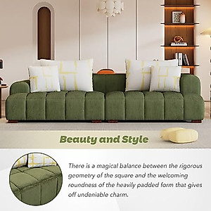 Modern Cloud Sofa Mid-Century Comfy Boucle Couch,Oversized Luxury Loveseat Corduroy Fabric Upholstered Leisure Deap Seat Sectional Sofá Modular Couches with 4 Throw Pillows for Living Room
