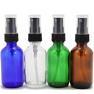 Vivaplex, 12, Assorted Colors, 1 oz Glass Bottles, with Black Fine Mist Sprayers
