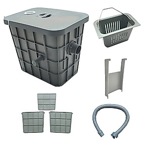 Grafamoba 4 LBS Plastic Commercial Grease Interceptor Trap 5-Stage Filtration with Upper Inlet under Sink Oil Water Separator for Restaurants Home