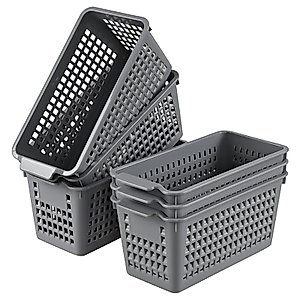 Jnktka 6-Pack Plastic Storage Baskets, Small Pantry Basket Bins Organizer, Grey