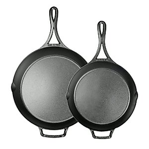 Lodge Blacklock Cast Iron Skillet Set - 10.25" & 12" Skillets - Preseasoned Cast Iron Skillet Pans - Easy Cleanup - Lightweight Design - Cast Iron Cookware - Premium Cast Iron Skillets
