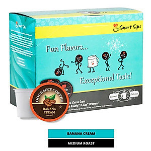 Smart Sips Coffee, Banana Cream Coffee, Medium Roast, Gourmet Flavored Coffee Single Serve Pods for Keurig K-Cup Brewers, 24 Count