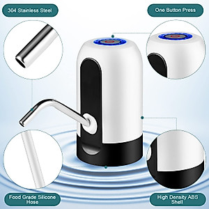 5 Gallon Water Dispenser, LONEASY Portable USB Charging Electric Drinking Water Pump for 5 Gallon Bottle, Automatic Water Jug Dispenser Water Bottle Pump for Home Kitchen Office Camping