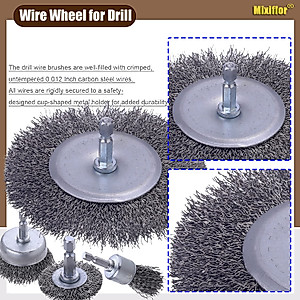 Mixiflor Wire Brush for Drill, 8 Pcs Wire Wheel Brush Cup Set, Wire Wheel for Drill 1/4 Inch Arbor, Drill Wire Brush Cup Brush for Cleaning Rust, Wire Wheel Brush Drill Attachments