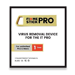 FixMeStick PRO Virus Removal for Business - Unlimited Use on Unlimited Laptops and Desktops (PCs and Macs) for 1 Year - Works with Your Antivirus