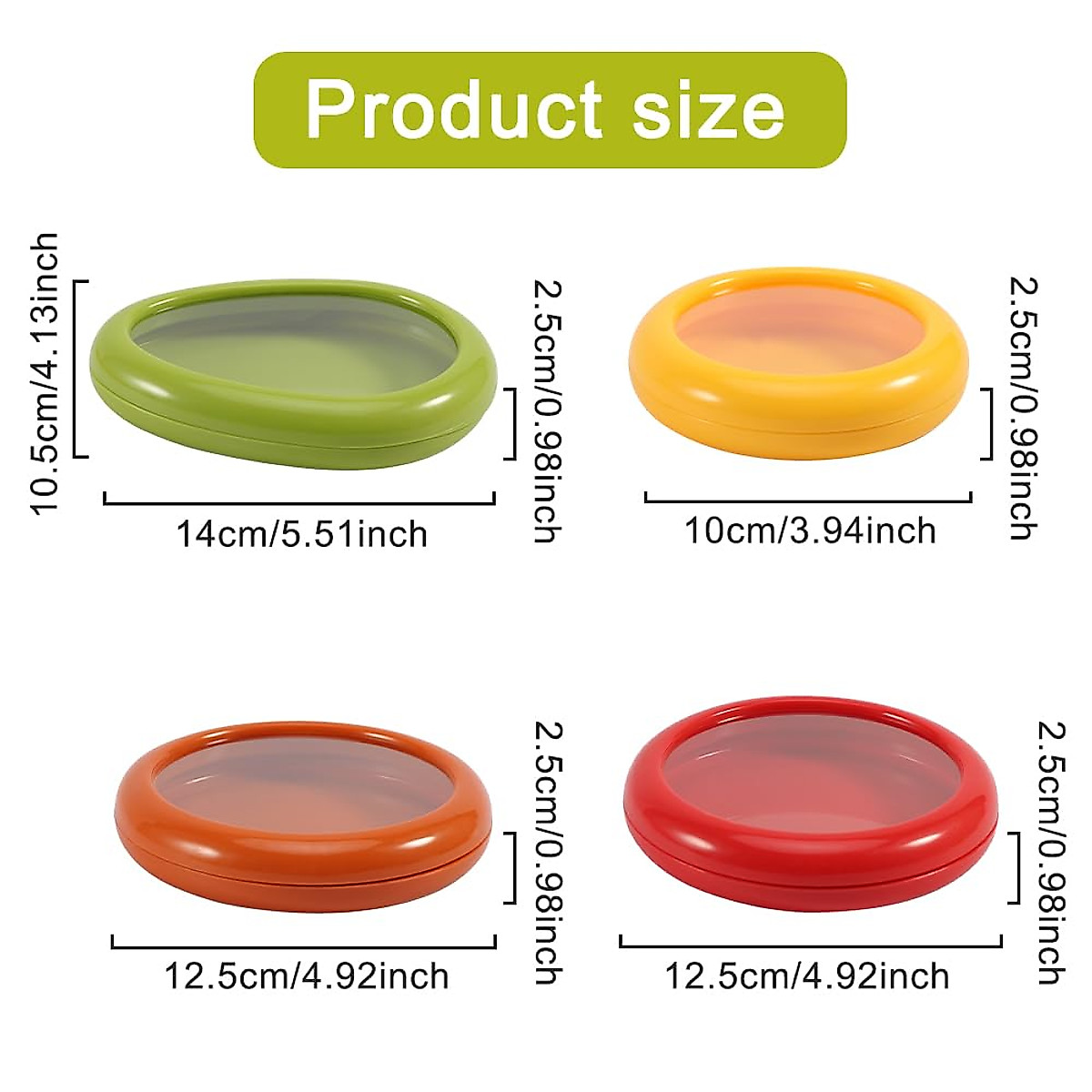 ZEENEEK Avocado Saver and Tomato Holder, Set of 4 Reusable Onion Storage and Avocado Keeper for Fridge Fresh Stretch Tomato Saver Set for Red Onion, Guacamole, Lemons, Tomato and Potatoes​, GZ04449