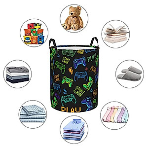 Game Controller Gaming Laundry Basket Boys Hamper Bag Dirty Clothes Storage Basket Waterproof Foldable Collapsible Organizer Gamer Room Decor For Bedroom Boys Room Bathroom Dorm