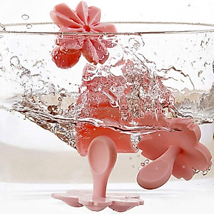 Goeielewe Pastry/Cookie/Fondant Stamper, 2-Inch Press Cookies Mold with 4 Stamps Pink Cherry Blossom Shape Flower Hand Pressure Pastry Tool Fondant Cutters Set for Baking