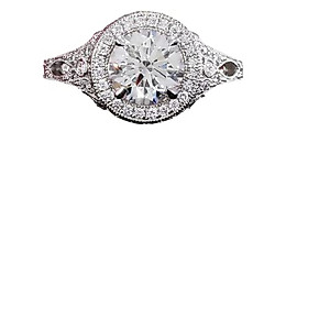 BeBold 2.5ct Round Cut Simulated Diamond CZ Halo Milgrain Engagement Ring for Women White Gold Plated Stylish