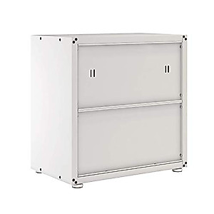 itbe for Home Ready-to-Assemble One Drawer Steel Cabinet with 2 Doors (White and Grey)