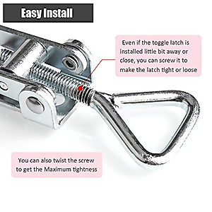 Adjustable Toggle Clamp, 6Pack 360lbs Holding Capacity Heavy Duty 4001 Style Toggle Latch Clamp Hasp for Door, Box Case Trunk, Smoker Lid, Jig. Quick Release Pull Latch, Sturdy Metal Draw Latch