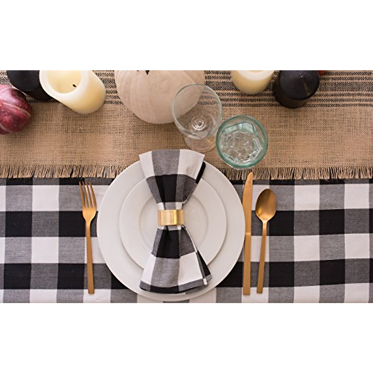 DII Buffalo Check Collection, Classic Farmhouse Tablecloth, Tablecloth, 70" Round, Black & White