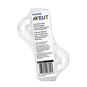Philips Avent Natural Baby Bottle Newborn Flow Nipple, 0M+, 4pack, Flow 1, SCF651/43