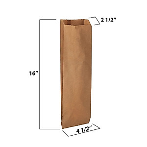 Quart Size Kraft Paper Bags Great Used as a Wine Bag or For Freshly Baked Goods 4 1/2"W x 2 1/2"G x 16"H By MT Products (50 Pieces)