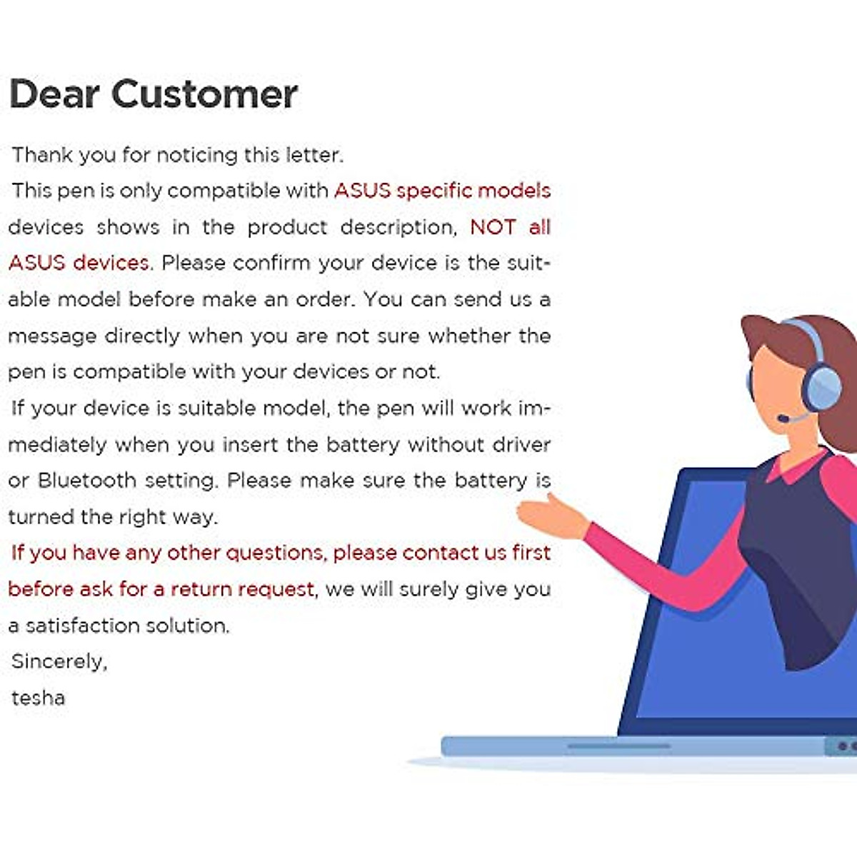 Stylus Digital Pen for ASUS Notebook Q405UA Q325UA, Q526, ASUS Vivobook UX560, J202n, ASUS Transformer Mini T102HA, ASUS Zenbook UX580GD Touchscreen Laptop Active Pen