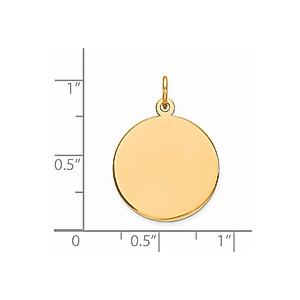 925 Sterling Silver Yellow Gold-Plated Engravable Round Disc Charm Pendant - 25mm x 17mm