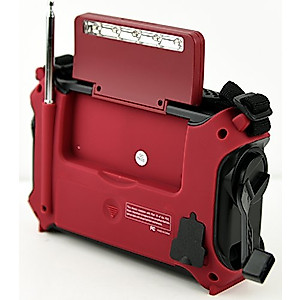 Kaito KA500IP-RED Voyager Solar/Dynamo AM/FM/SW NOAA Weather Radio with Alert and Cell Phone Charger, Red