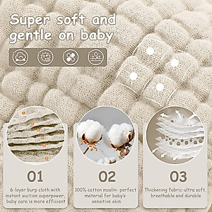 Looxii 100% Cotton Muslin Burp Cloths Large 20''x10'' Extra Soft and Absorbent 6 Pack Baby Burping Cloth for Boys and Girls (Apricot)