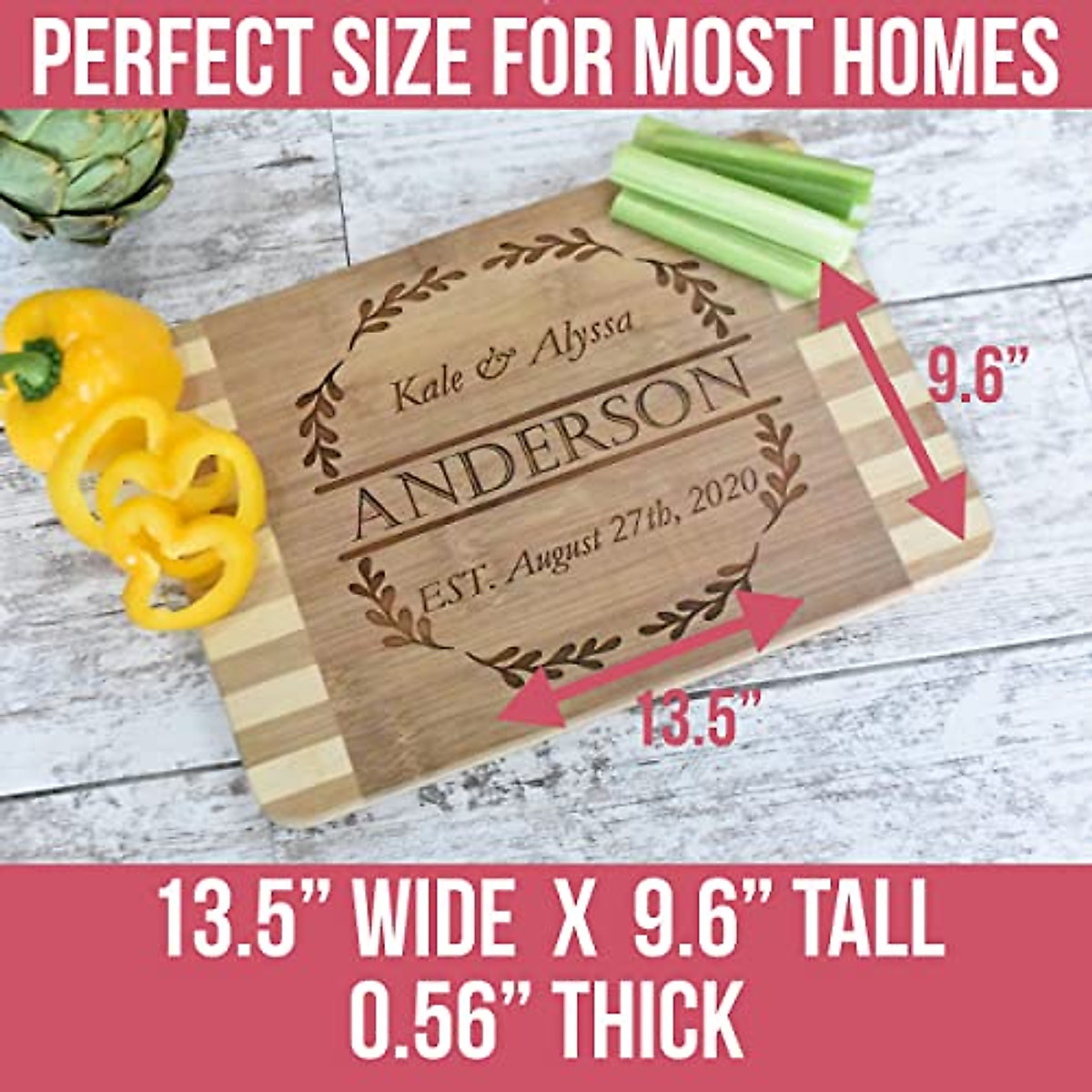 Brew City Engraving - Personalized Custom Laser Engraved Bamboo Cutting Boards for Weddings, Engagements, Anniversary & more!