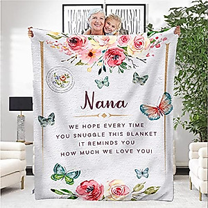 YRAQLVU Nana Gifts Throw Blanket from Granddaughter to My Grandma Happy Birthday Gifts Ultra-Soft Flannel Blankets for Couch Lightweight Travel Blanket for Women 50"x60"