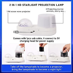 STARS LAMP Ocean Night Light Projector, Kids Galaxy Projector for Bedroom, Nebula Star projector with USB Cable, 360 Degree Rotation Kid Night Light Lamp for Decorating Party,Birthdays,Christmas Gifts