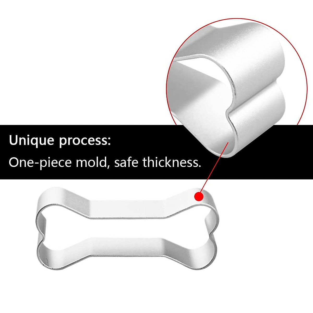 FAZHBARY 6 Counts Bone Cookie Cutter Small Dog Bone Cookie Cutters Metal Dog Bone Shaped Cookie Candy Food Mold Cutters for Treats Baking Crafts