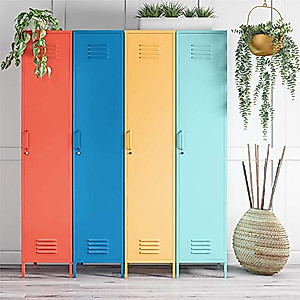 Novogratz Cache Single Metal Locker Storage, Blue Cabinet